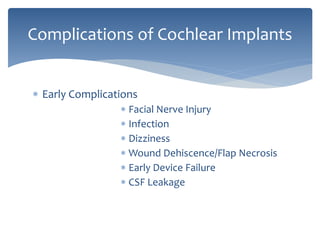 Complication of implantable hearing devices | PPT