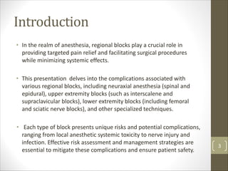 Complication regional block which include spinal and epidural | PDF