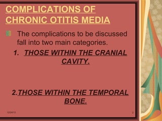 Complications of chronic otitis media | PPT
