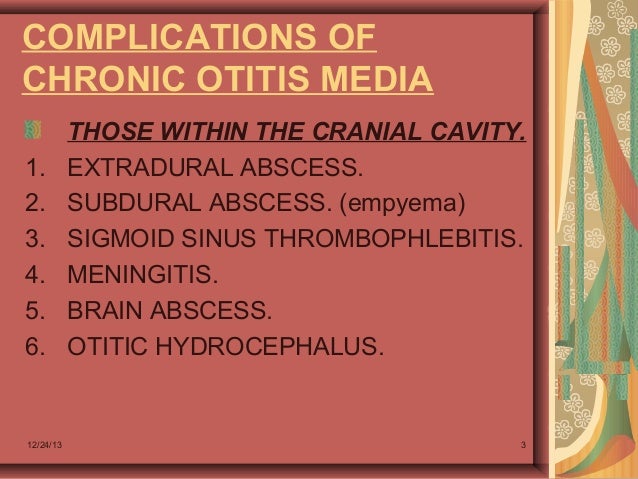 Chronic Otitis Media Causes Complications Management