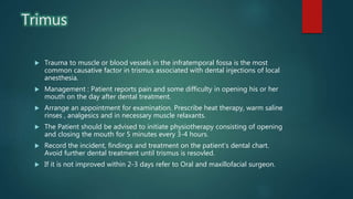 Complications and management of local anesthesia | PPTX