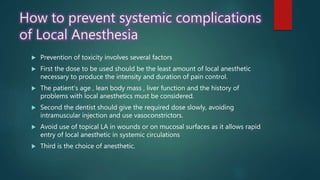 Complications and management of local anesthesia | PPTX