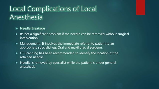 Complications and management of local anesthesia | PPTX | First Aid ...