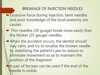 Complications of administering local anaesthesia and their management ...