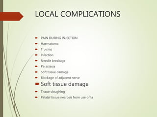 Complications of administering local anaesthesia and their management ...