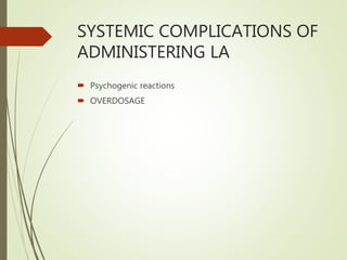 Complications of administering local anaesthesia and their management ...