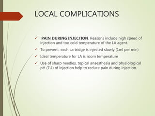 Complications of administering local anaesthesia and their management ...
