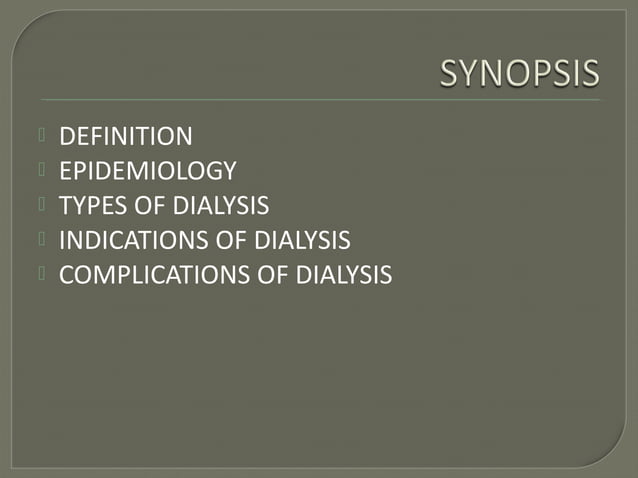 Renal Dialysis Complications | PPT