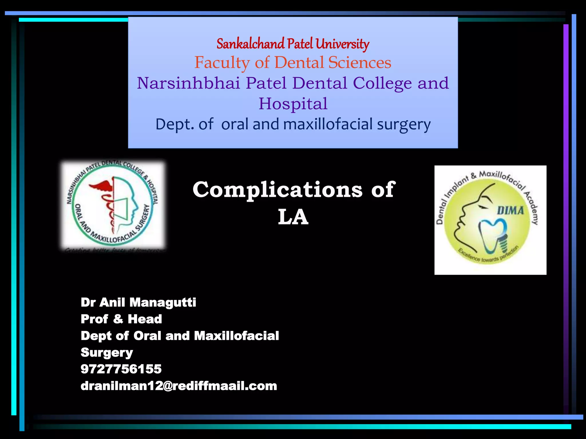 local anesthesia complications in dentistry | PPT