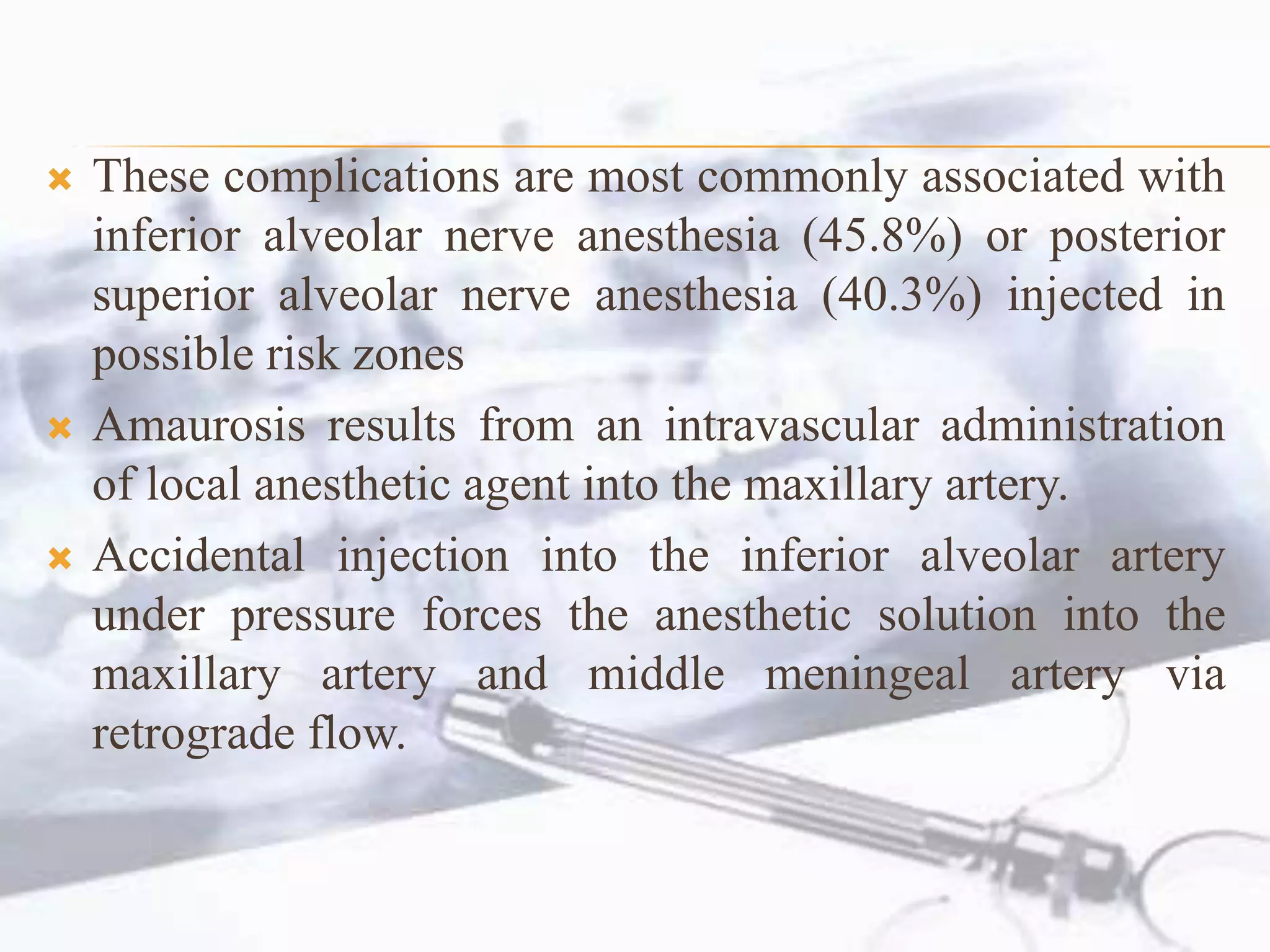 Complications of local anaesthesia | PPTX