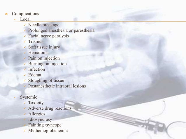 Complications of local anaesthesia | PPTX