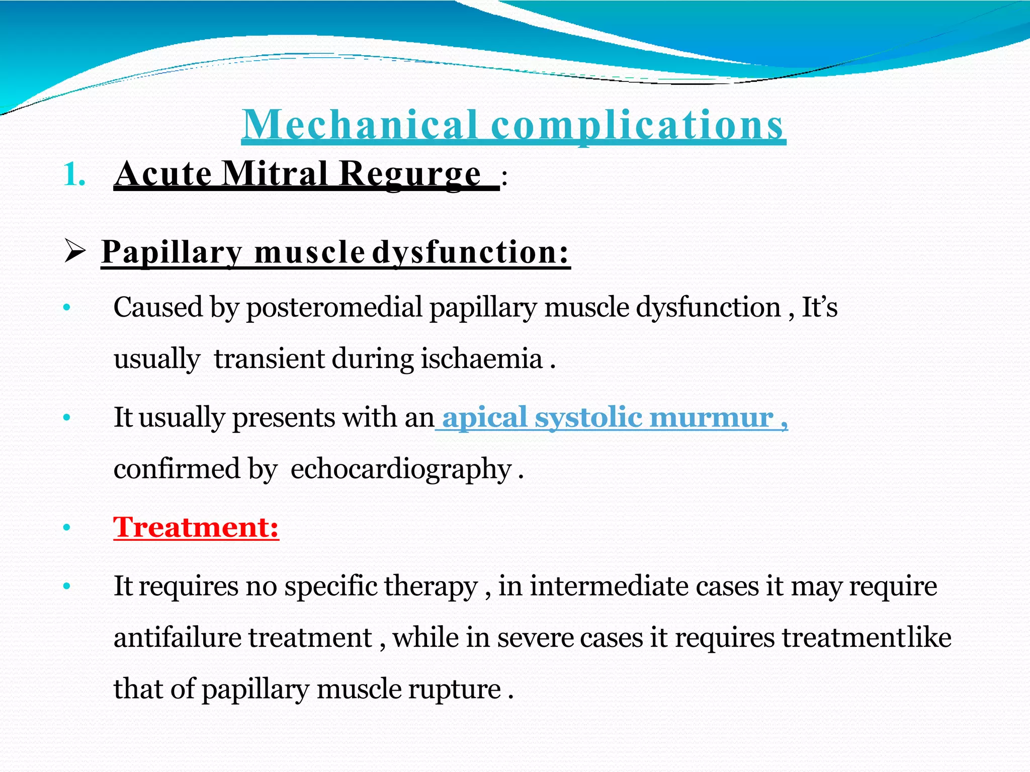 Complications of MI and their managements | PPTX