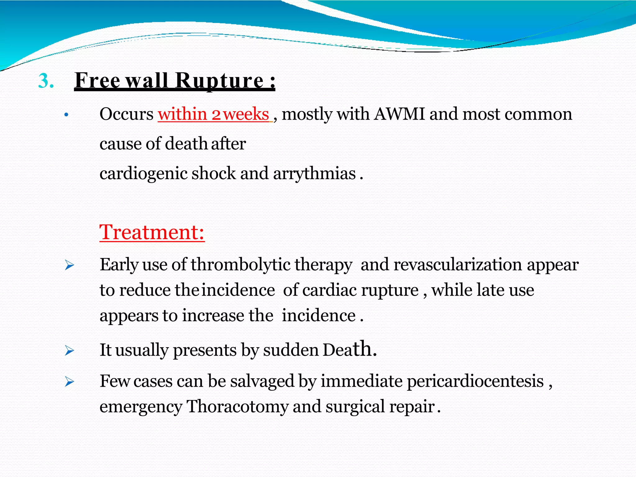 Complications of MI and their managements | PPTX