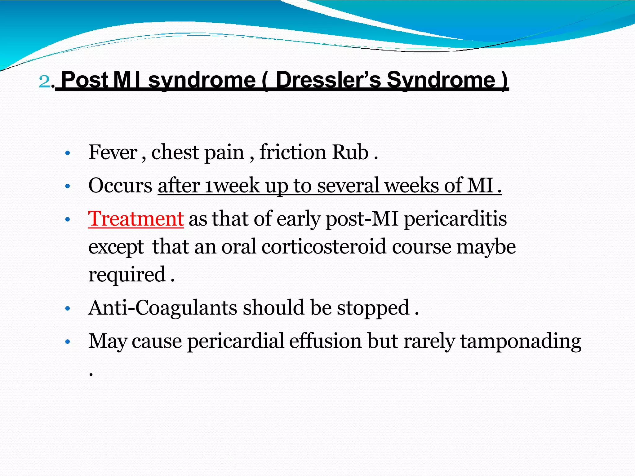 Complications of MI and their managements | PPTX