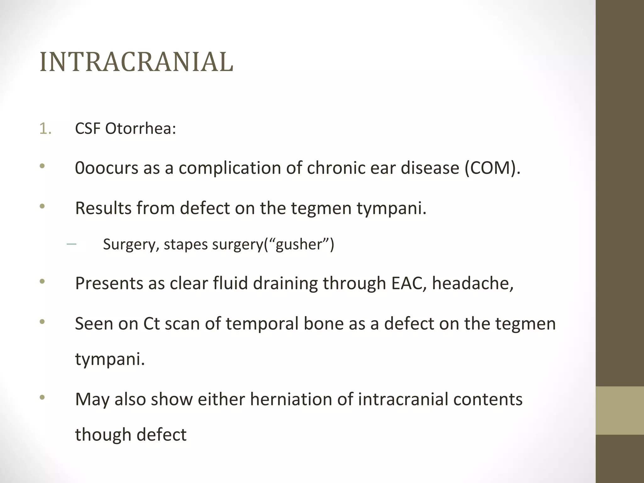 Complications of chronic otitis media | PPT