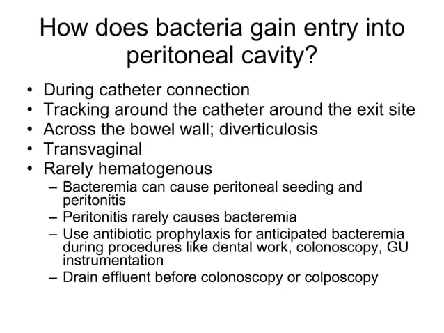 Complications of peritoneal dialysis | PPT | Infectious Diseases ...