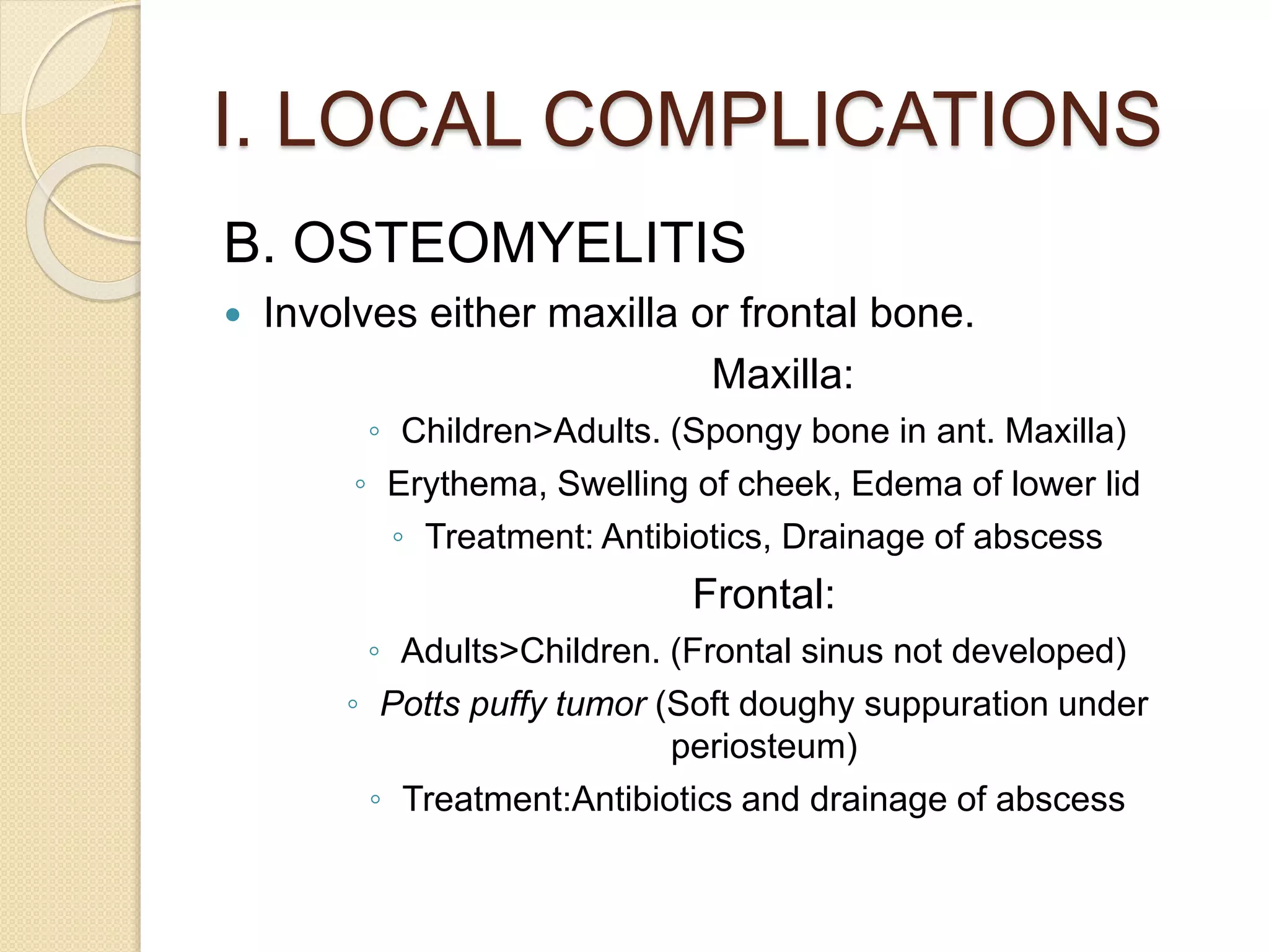Complications of sinusitis | PPTX | Ear, Nose and Throat Conditions ...