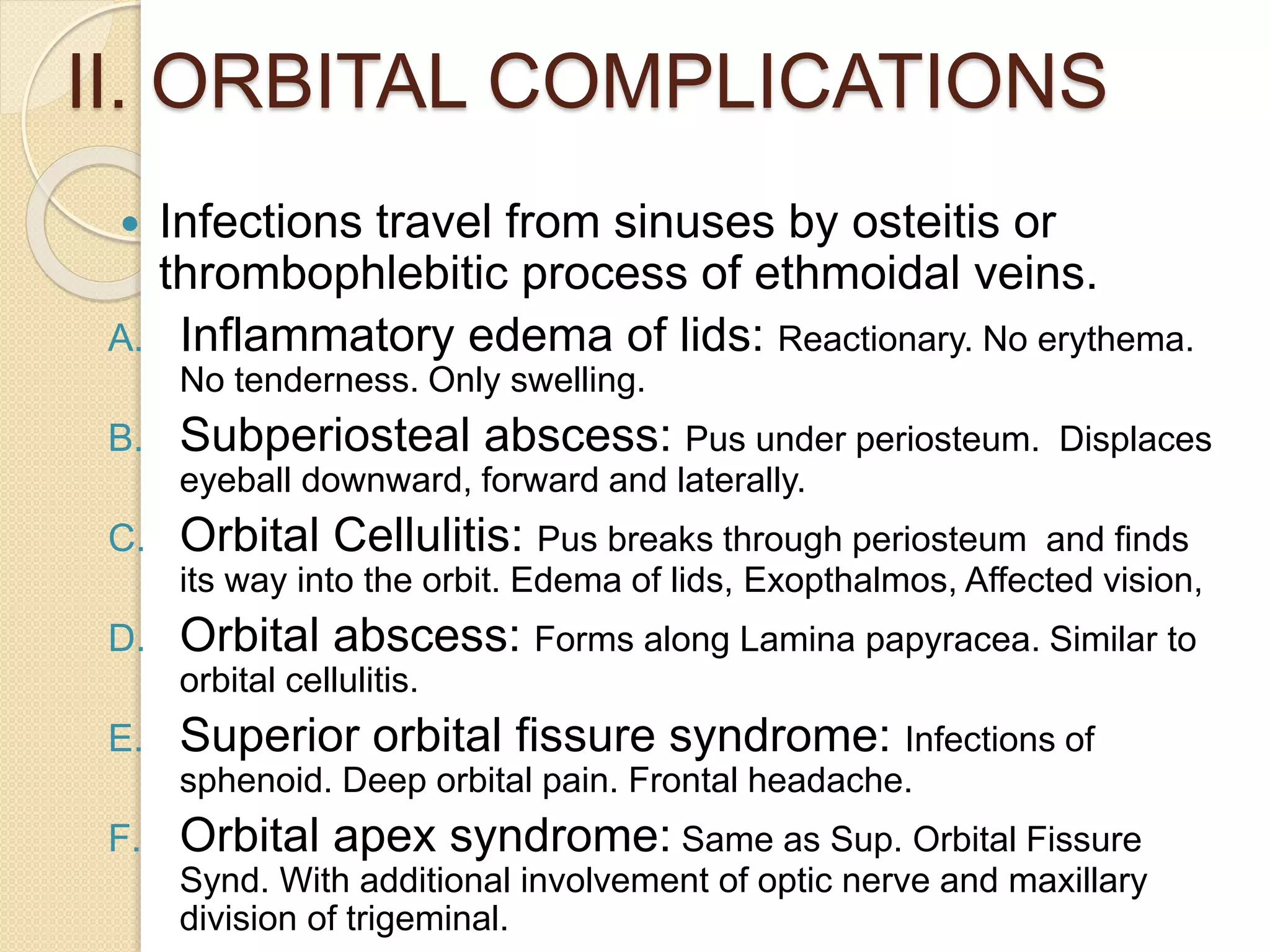 Complications of sinusitis | PPTX | Ear, Nose and Throat Conditions ...