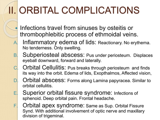 Complications of sinusitis | PPTX | Ear, Nose and Throat Conditions ...