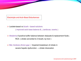 Complications & troubleshooting in continuous renal replacement therapy ...