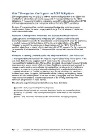 Complying with Singapore Personal Data Protection Act - A Practical ...