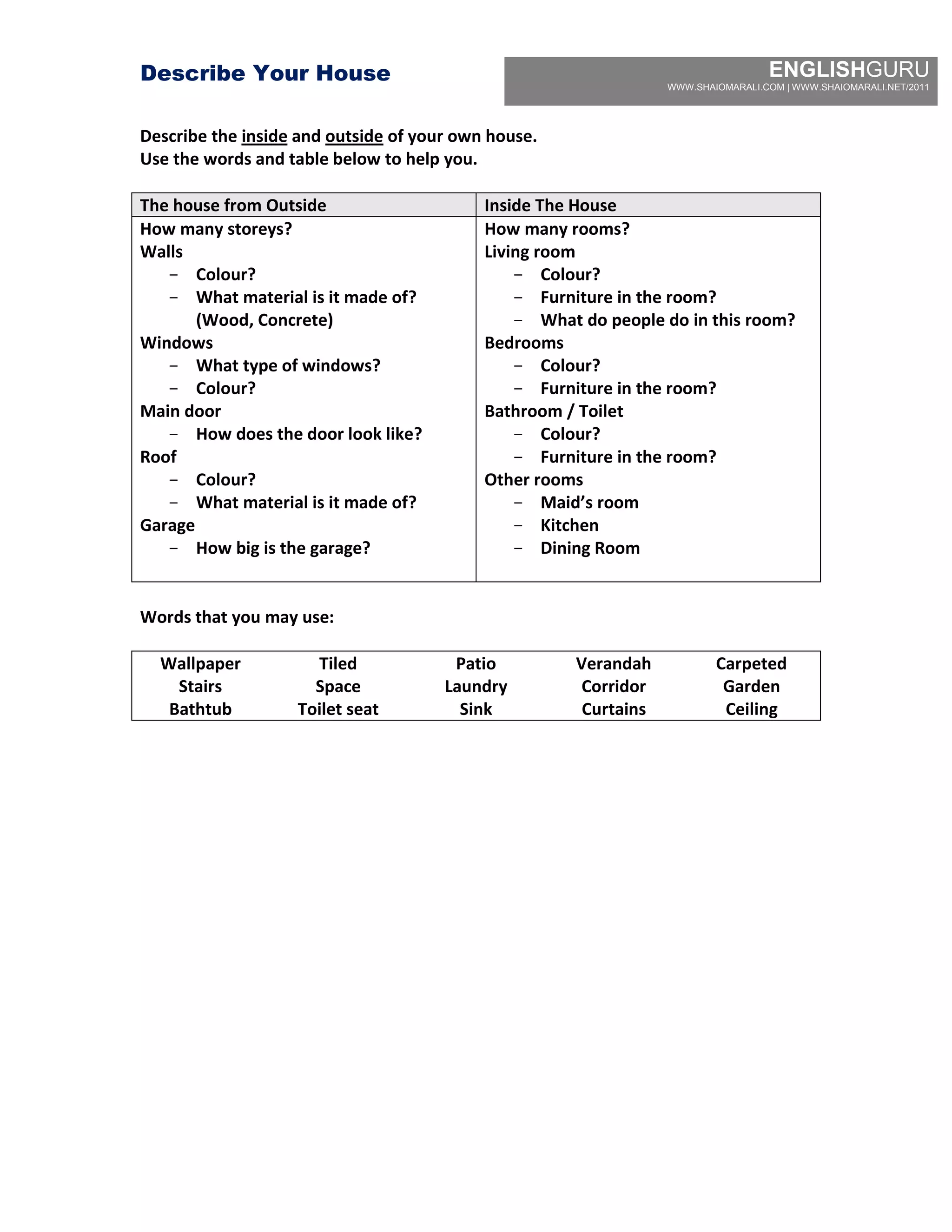 Compo describe your house | PDF
