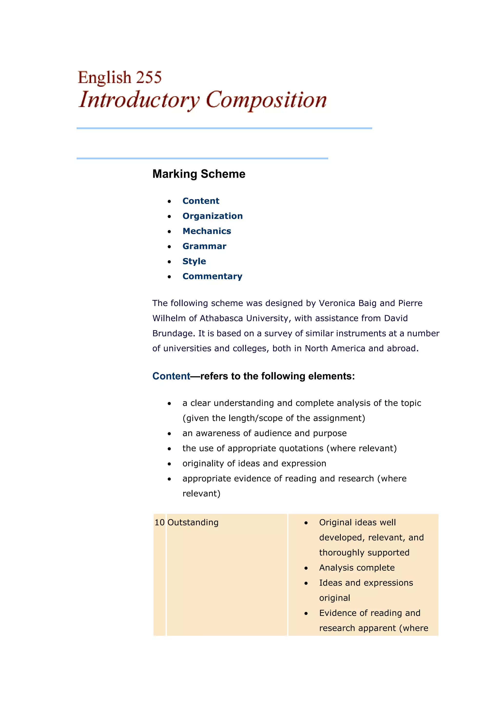 Compo marking scheme | DOCX