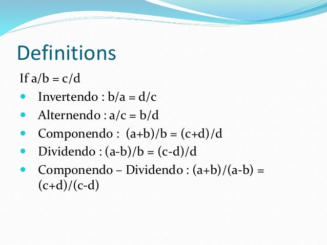 Componendo and dividendo : Algebra simplification methods