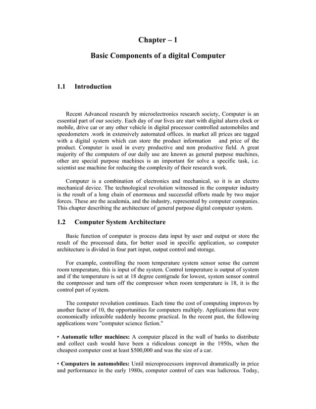 Basic Components of a digital Computer lecture | PDF | Programming Languages | Computing