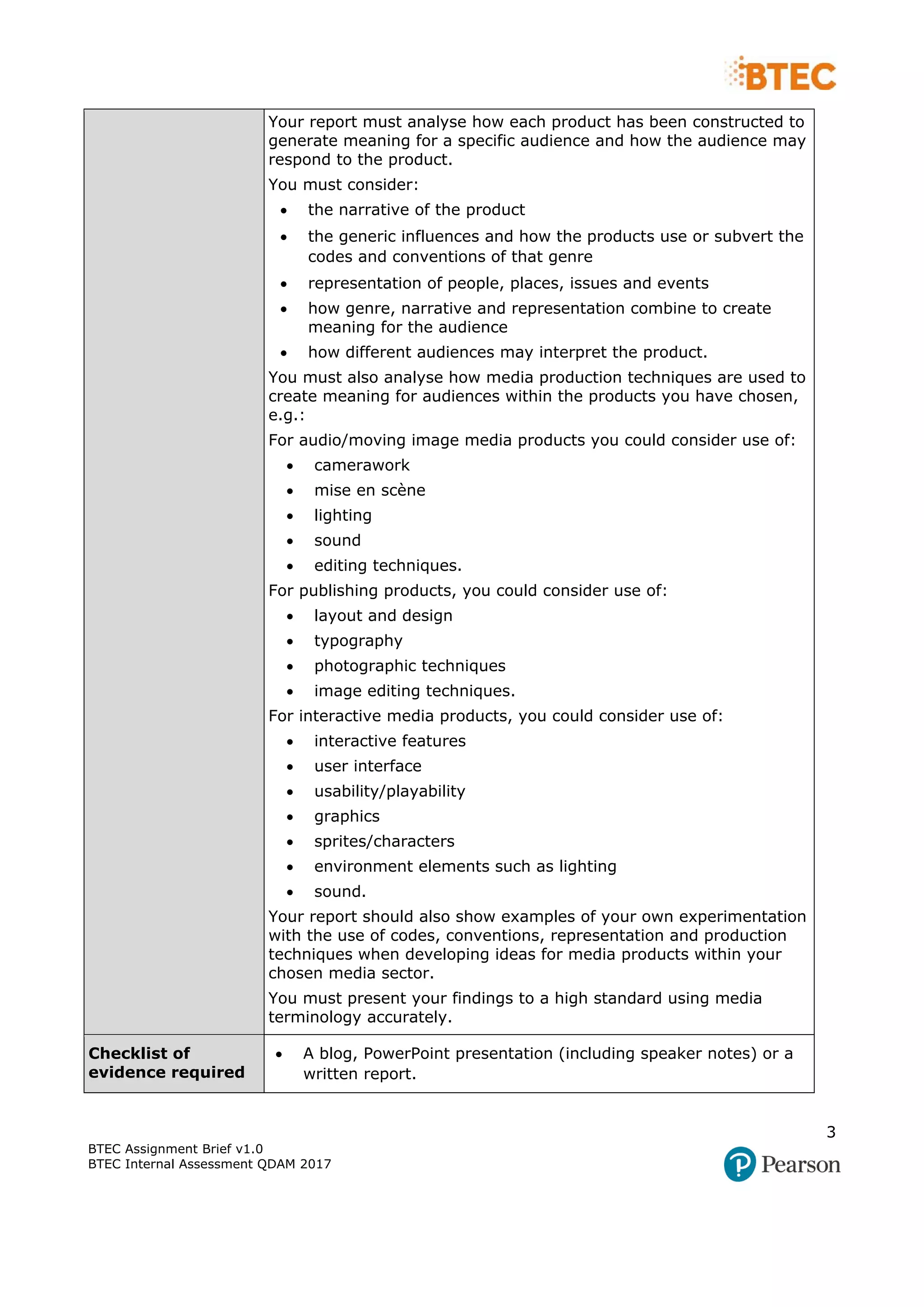 Component 1 - Assignment brief | PDF