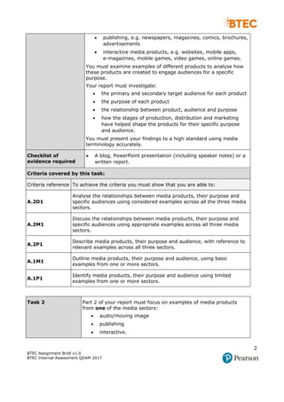 Component 1 - Assignment brief | PDF