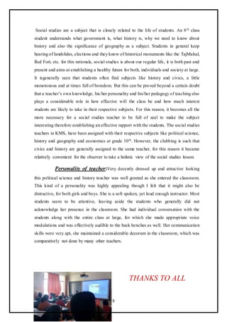 Component 1 observation of regular classroom teaching | DOCX