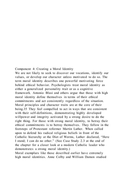 Component 1 Discovering VocationAny strategy for personal ethic | DOCX