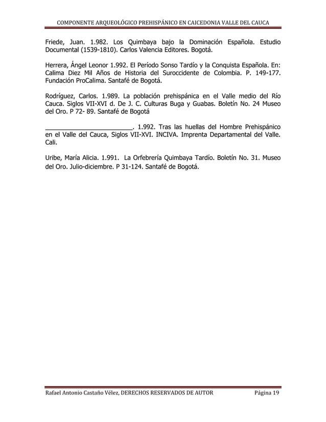 Componente arqueológico prehispánico de caicedonia pbot | PDF