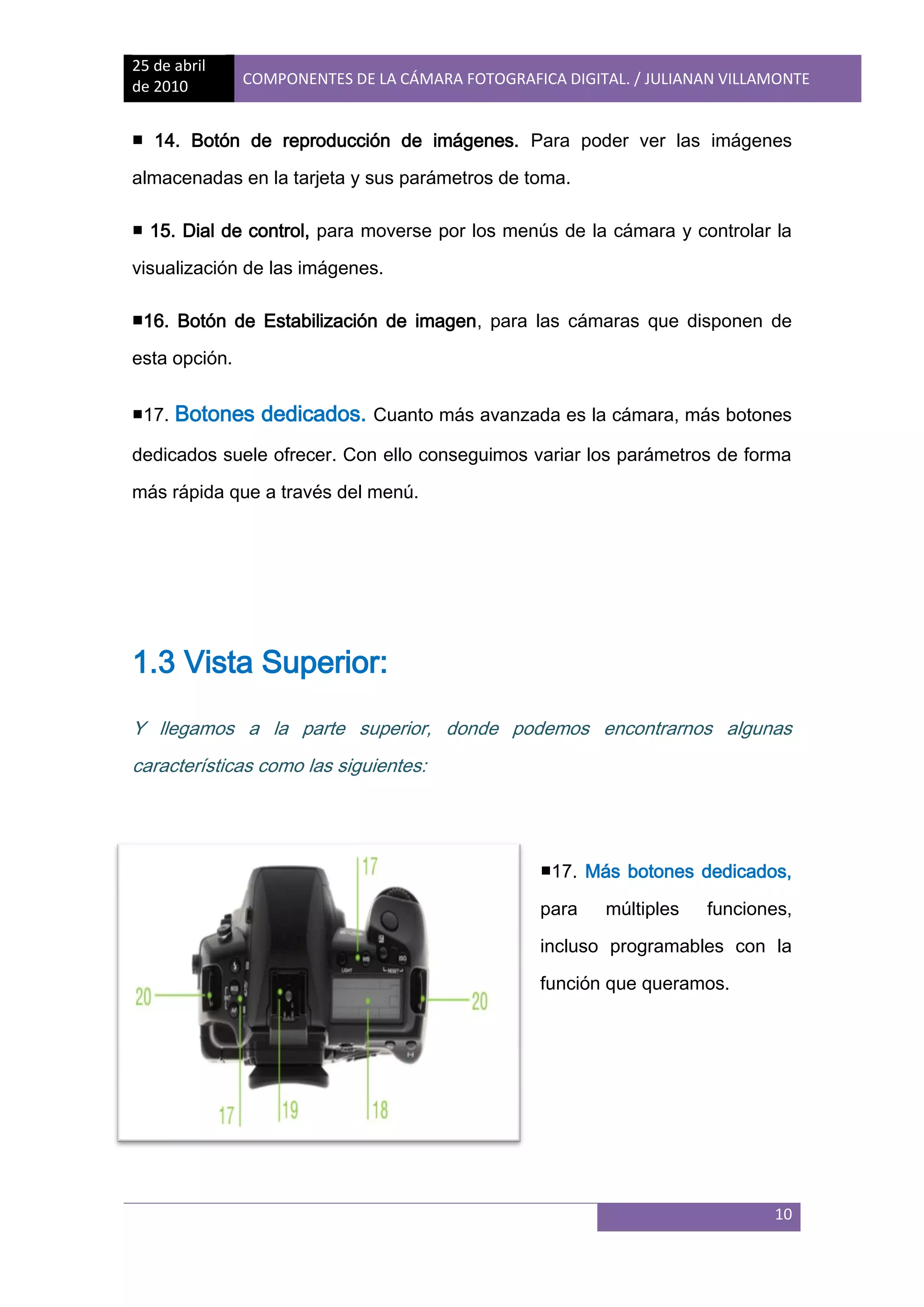 Componentes de la Cámara Fotográfica Digital | PDF