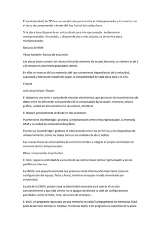Componentes de la placa base | PDF