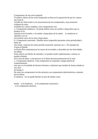 Componentes de una serie de tiempo | DOC