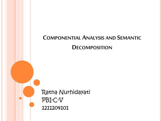 Componential analysis and semantic decomposition | PPT