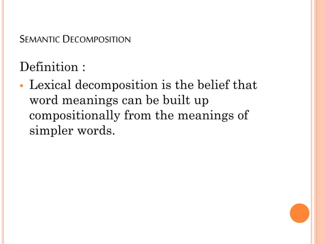 Componential analysis and semantic decomposition | PPT
