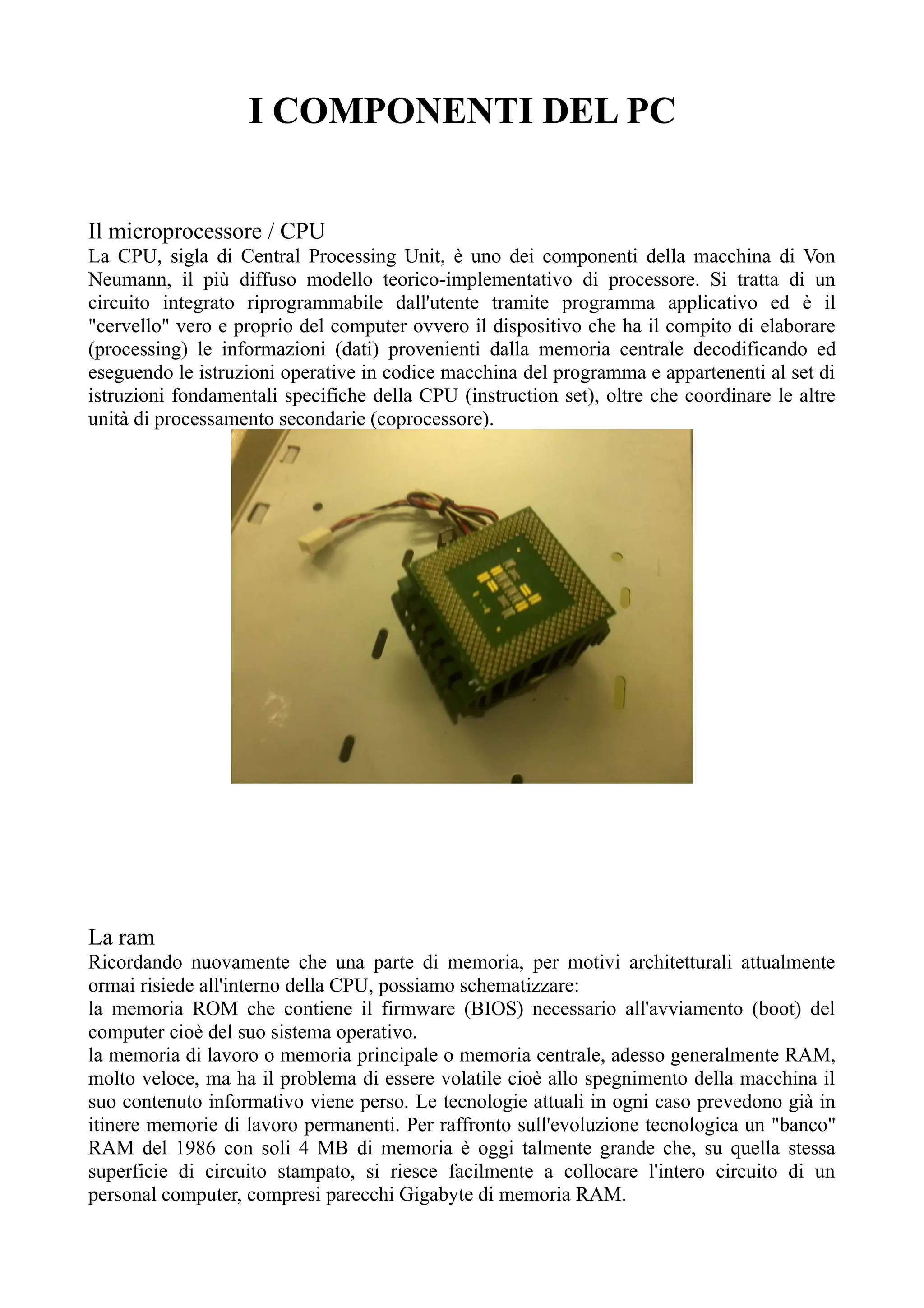 Componenti del pc | PDF