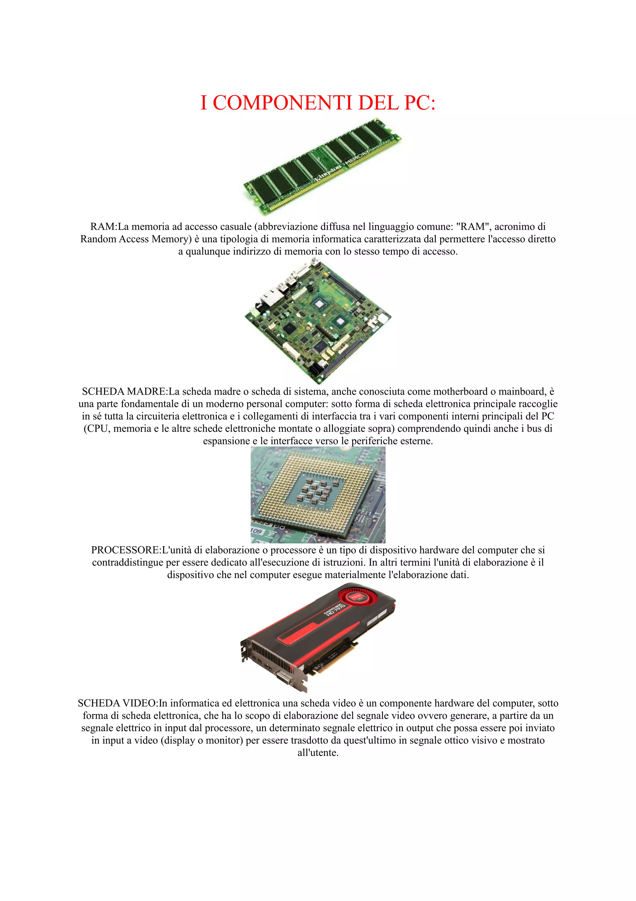 Componenti pc informatica | DOC | Consumer Electronics | Technology ...