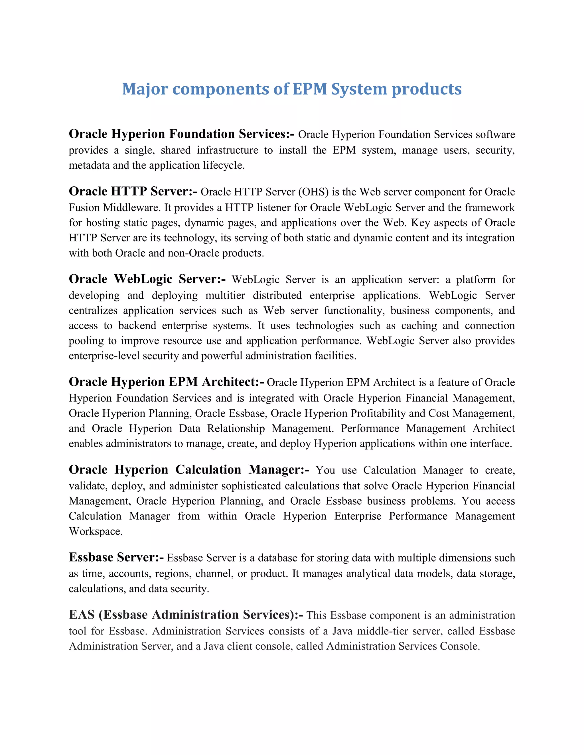 Hyperion Components and It`s work | DOCX