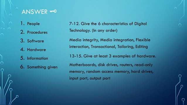 COMPONENTS OF ICT - DIGITAL TECHNOLOGY ICT | PPTX
