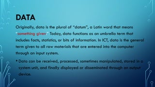 COMPONENTS OF ICT - DIGITAL TECHNOLOGY ICT | PPTX