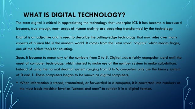 COMPONENTS OF ICT - DIGITAL TECHNOLOGY ICT | PPTX