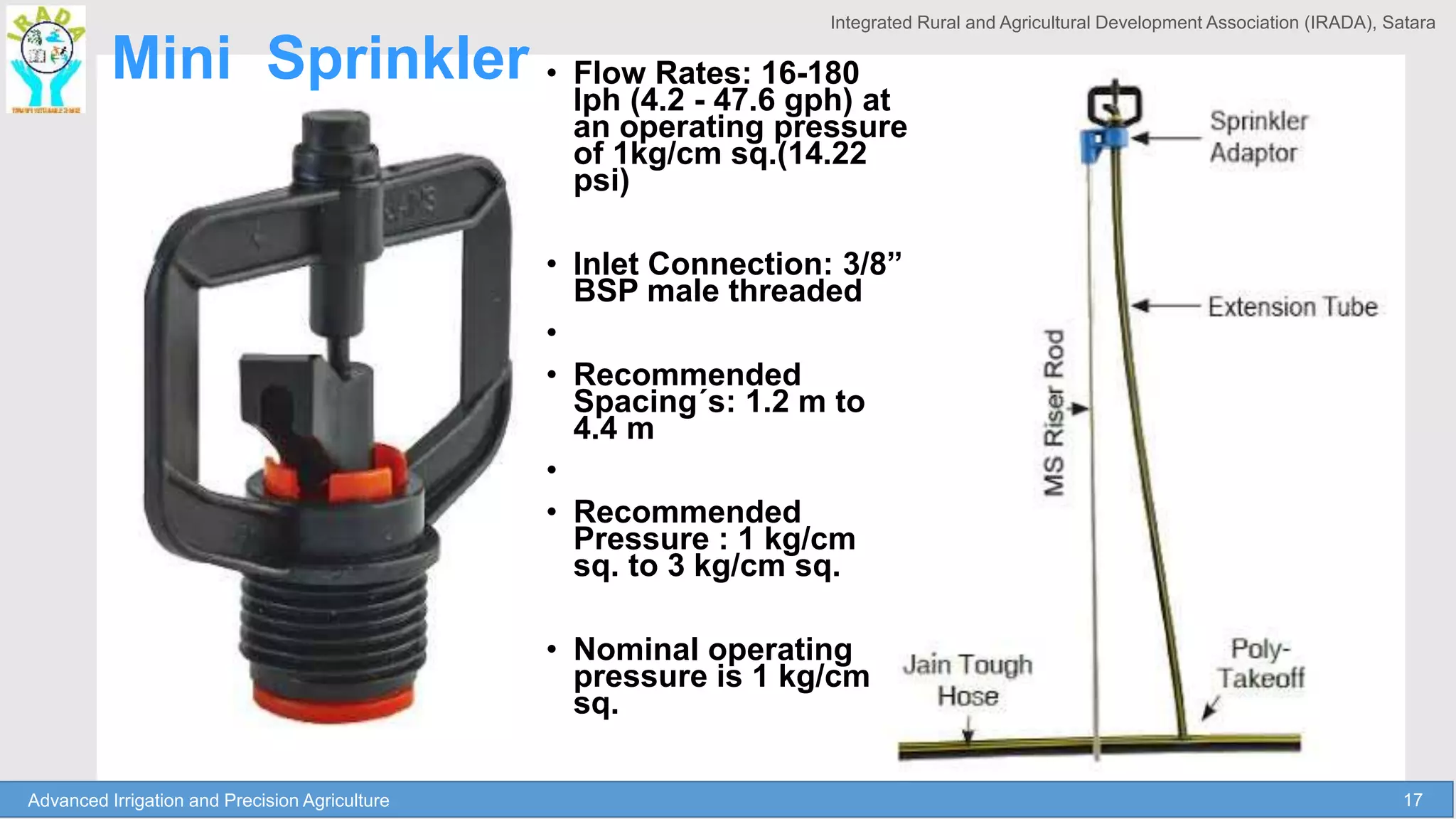 Components and fittings of sprinkler irrigation system | PPTX