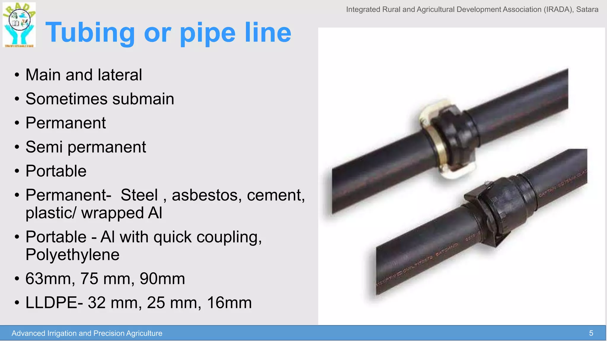 Components and fittings of sprinkler irrigation system | PPTX