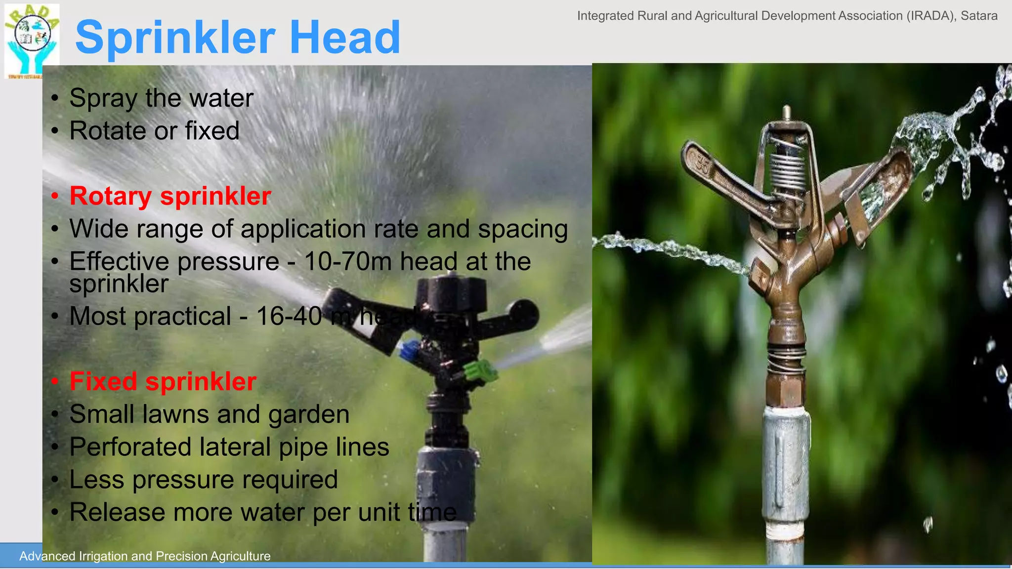 Components and fittings of sprinkler irrigation system | PPTX