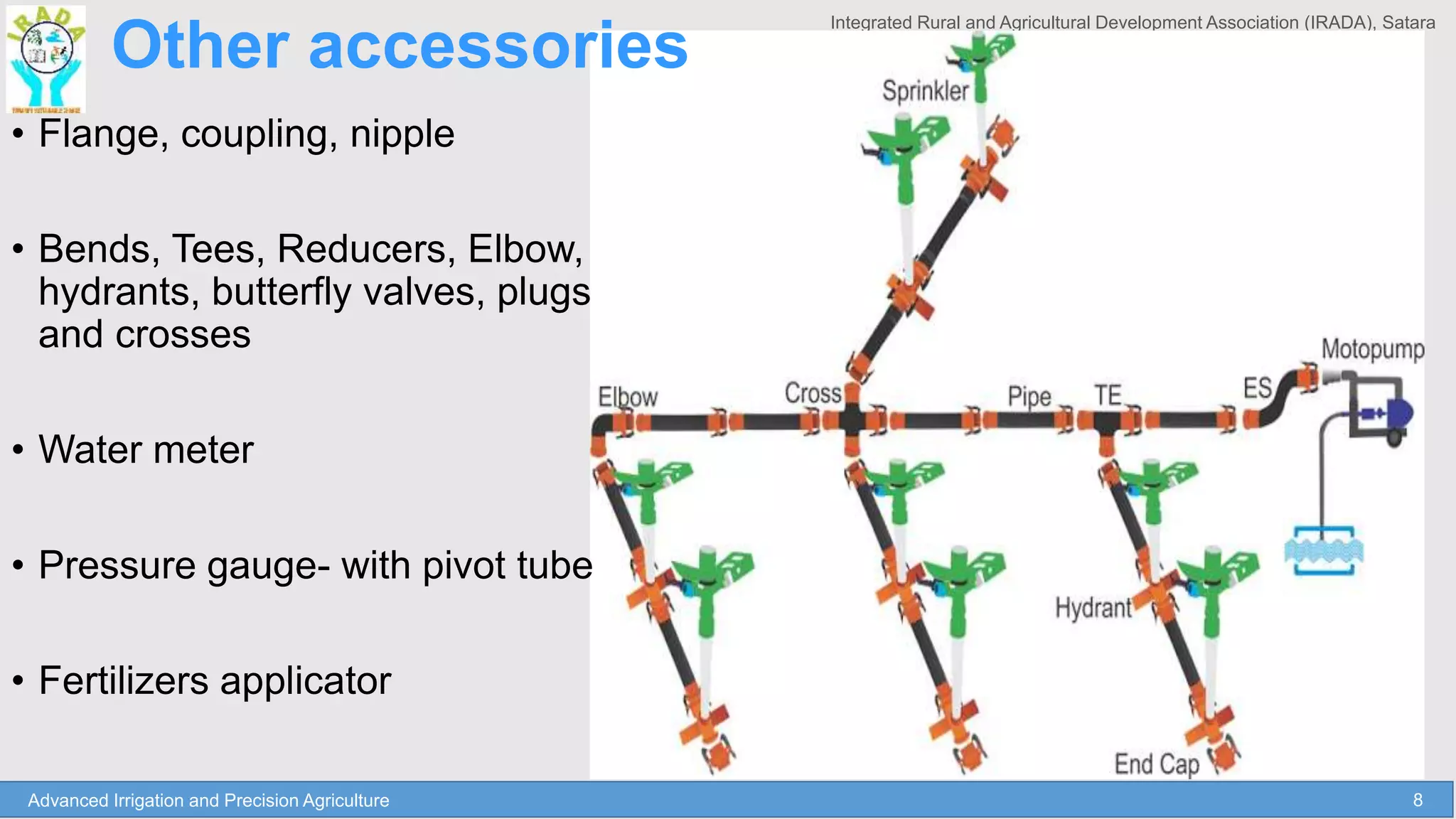 Components and fittings of sprinkler irrigation system | PPTX