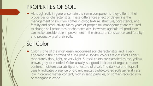 Components and properties of soil | PPTX | Gardening | Home & Garden